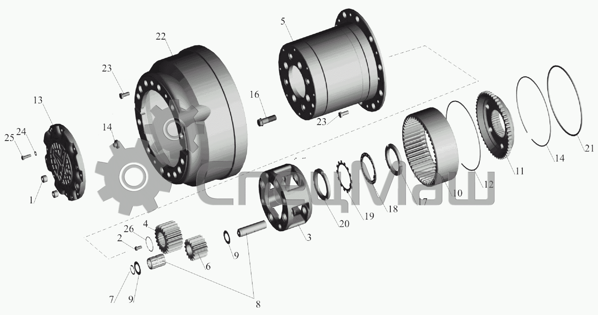 Колесный редуктор заднего моста МАЗ-6303A3, 6303A5 схемы установки и ...